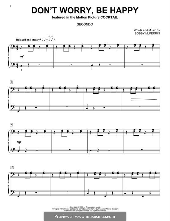 Don't Worry, Be Happy by B. McFerrin - sheet music on MusicaNeo