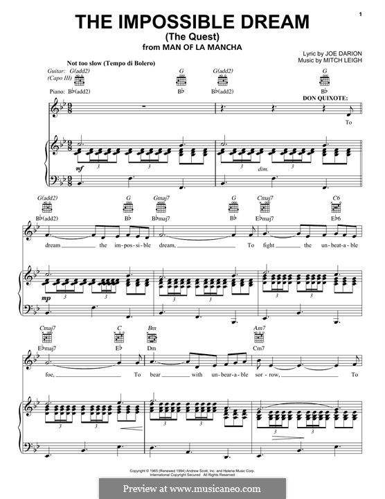 The Impossible Dream (The Quest) by M. Leigh - sheet music on MusicaNeo