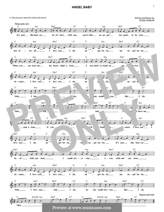 Angel Baby (Rosie & The Originals) by R. Hamlin - sheet music on MusicaNeo