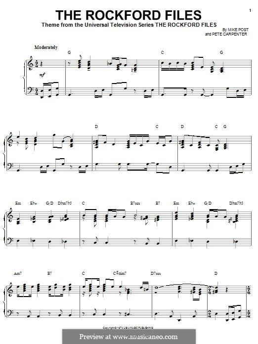 The Rockford Files by M. Post, P. Carpenter - sheet music on MusicaNeo