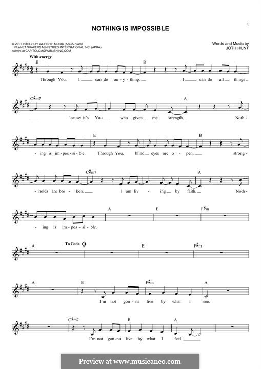 Nothing is Impossible (Planetshakers) by J. Hunt - sheet music on MusicaNeo