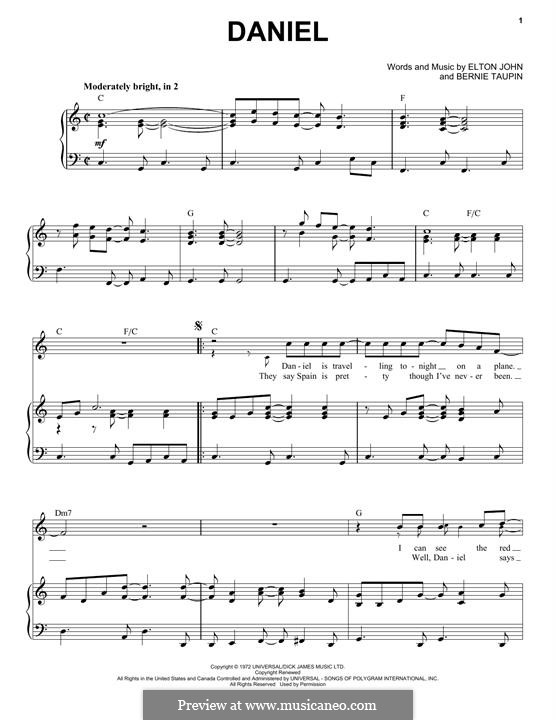 Daniel by E. John - sheet music on MusicaNeo
