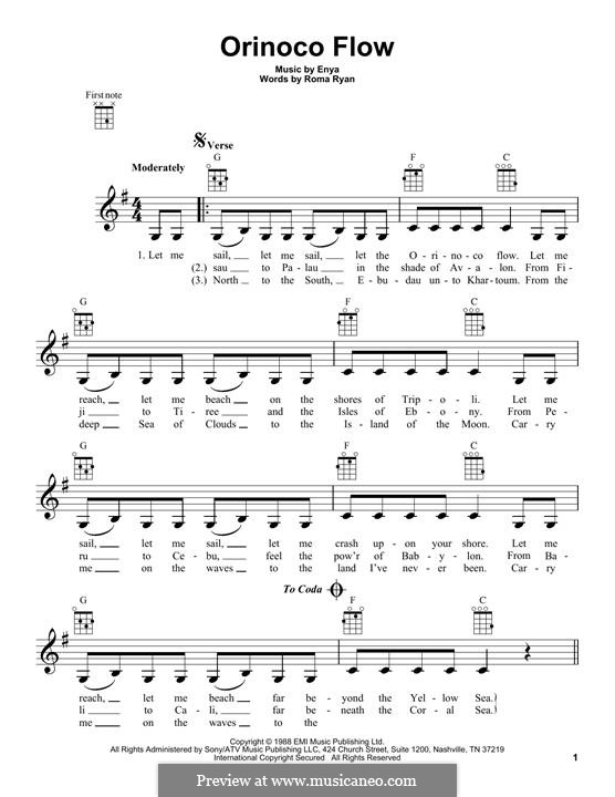 Orinoco Flow by Enya - sheet music on MusicaNeo