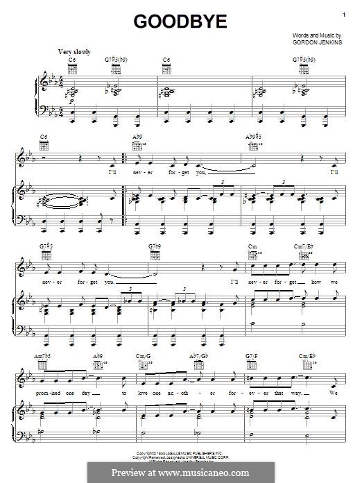 Goodbye (Bill Evans) by G. Jenkins - sheet music on MusicaNeo