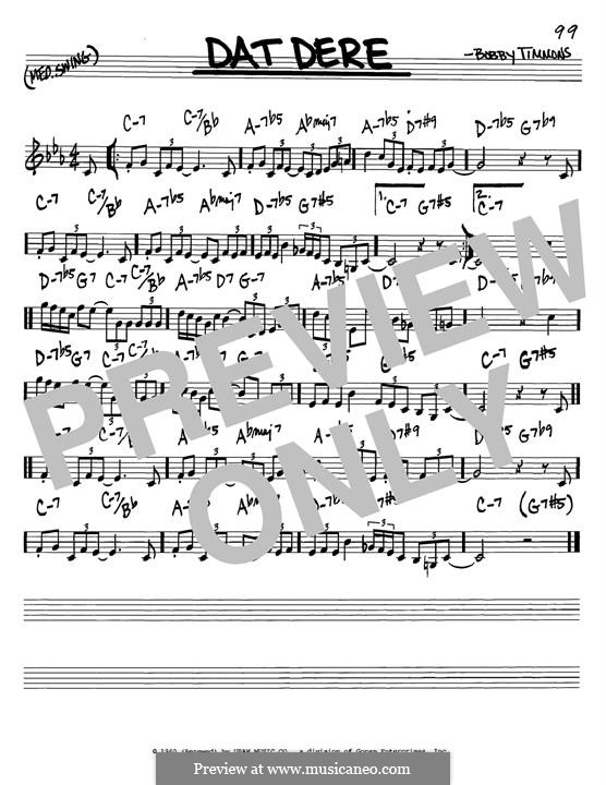Dat Dere (Cannonball Adderley) by B. Timmons - sheet music on MusicaNeo