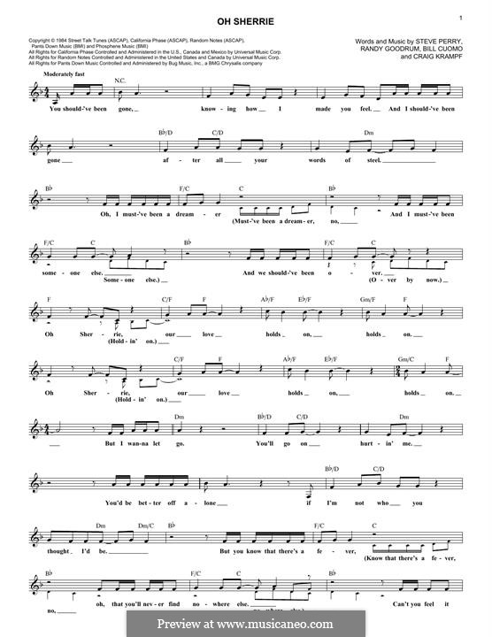 Oh Sherrie (Steve Perry) by B. Cuomo, C. Krampf, R. Goodrum on MusicaNeo