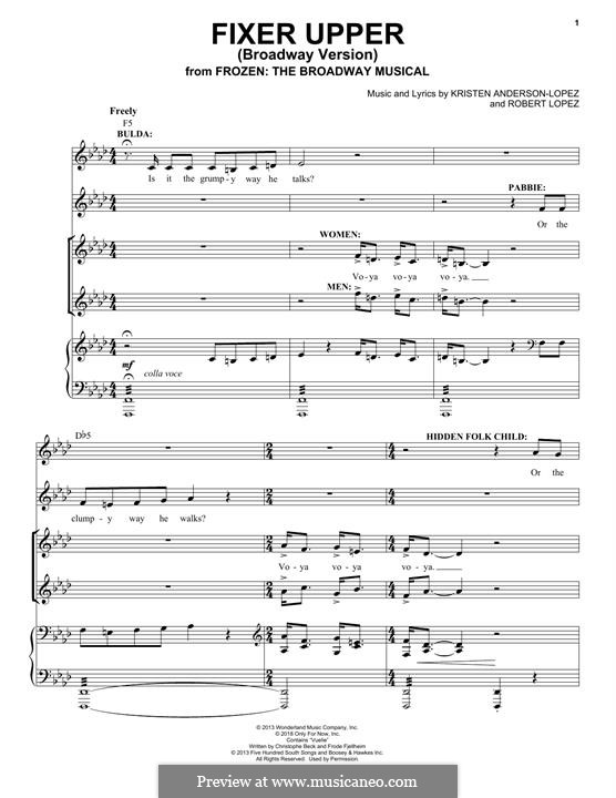 Fixer Upper (from Disney's Frozen) by R. Lopez, K. Anderson-Lopez on ...