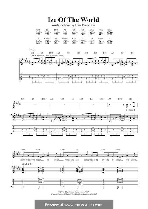 Ize of The World (The Strokes) by J. Casablancas - sheet music on MusicaNeo