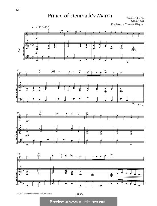 Prince of Denmark's March (Trumpet Voluntary), printable scores by J ...