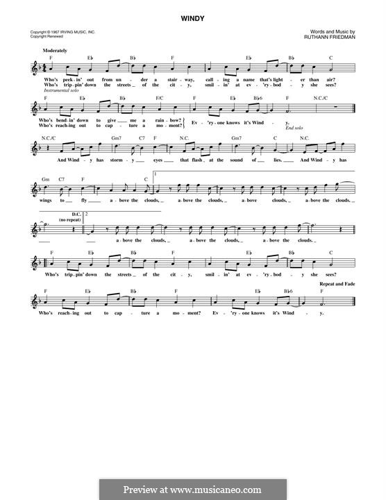 Windy (The Association) by R. Friedman - sheet music on MusicaNeo
