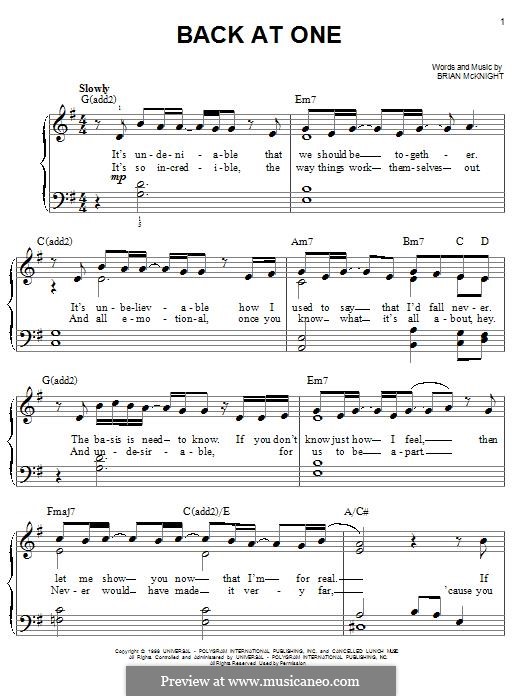 Back at One by B. McKnight - sheet music on MusicaNeo