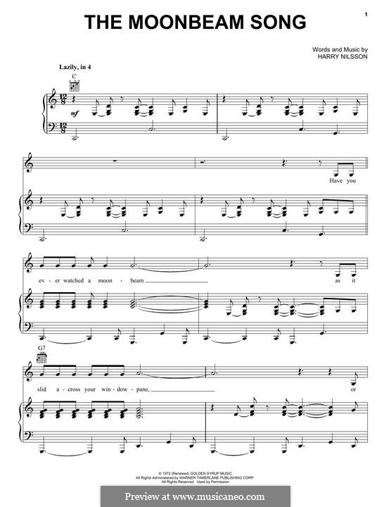 The Moonbeam Song by H. Nilsson - sheet music on MusicaNeo