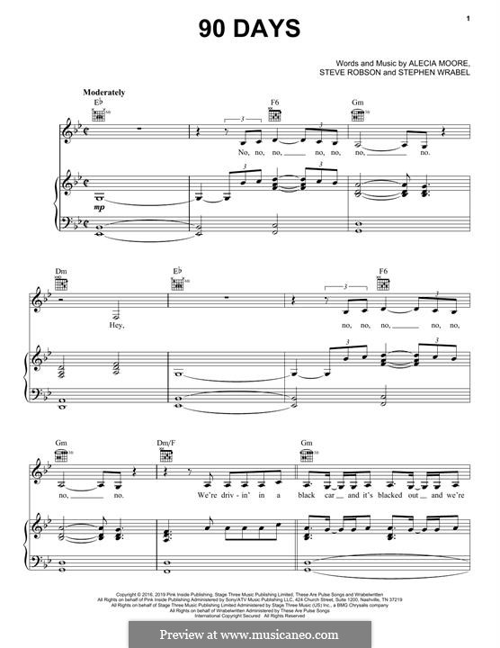 90 Days (Pink) by A. Moore, S. Robson, S. Wrabel - sheet music on MusicaNeo
