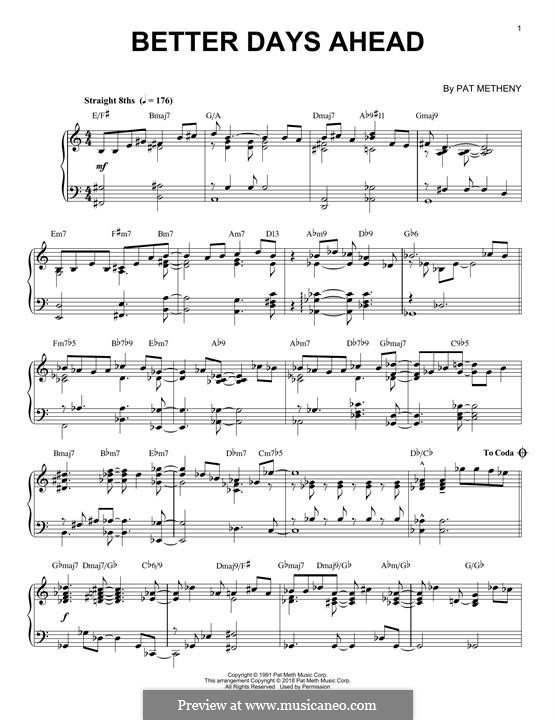 Better Days Ahead by P. Metheny - sheet music on MusicaNeo Better Days Ahead by P. Metheny - sheet music on MusicaNeo