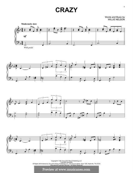 Crazy (Patsy Cline) by W. Nelson - sheet music on MusicaNeo