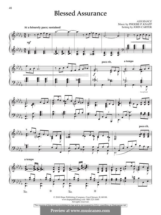 Blessed Assurance By P P Knapp Sheet Music On Musicaneo