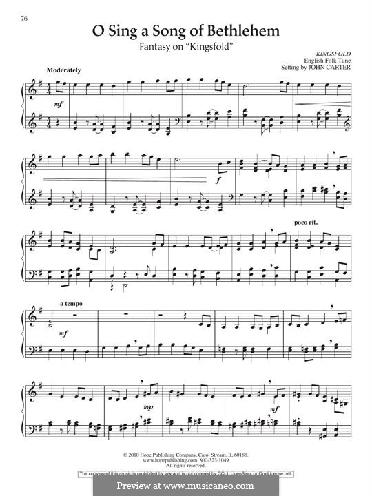O Sing a Song of Bethlehem by folklore - sheet music on MusicaNeo