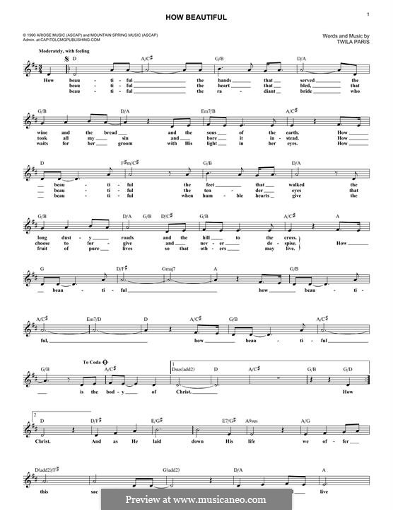 How Beautiful by T. Paris - sheet music on MusicaNeo
