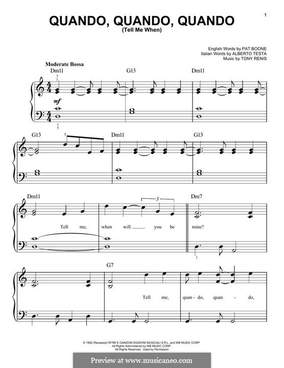 Quando, Quando, Quando (Tell Me When) by T. Renis on MusicaNeo