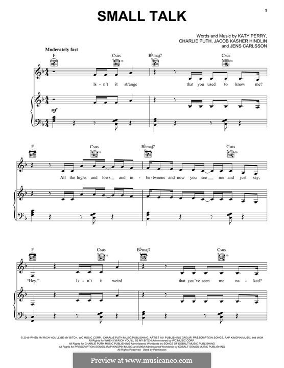 Small Talk by J. Kasher Hindlin, K. Perry, C. Puth, J. Carlsson on ...