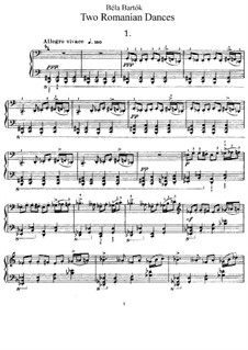 Two Romanian Folk Dances, Op.8a by B. Bartók - sheet music on MusicaNeo
