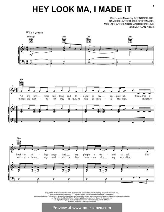 Hey Look Ma, I Made It (Panic! At The Disco) by B. Urie, M. Angelakos ...