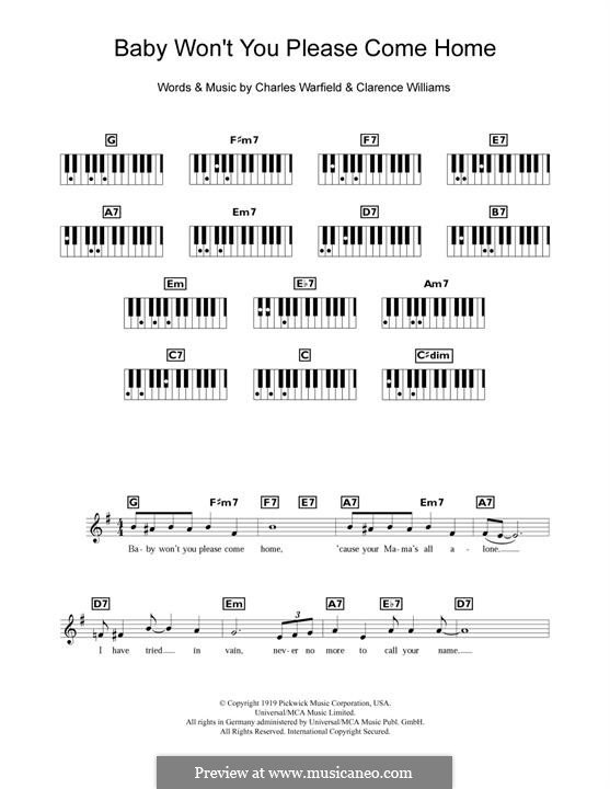 Baby, Won't You Please Come Home by C. Warfield, C. Williams on MusicaNeo Baby, Won't You Please Come Home by C. Warfield, C. Williams on MusicaNeo