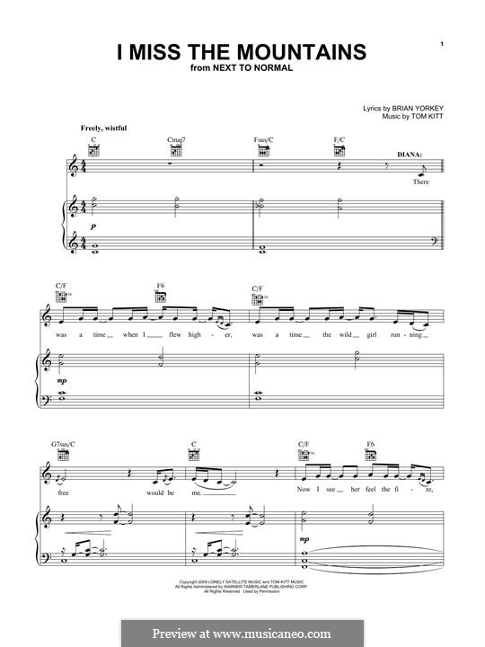I Miss The Mountains (from Next to Normal) by T. Kitt on MusicaNeo
