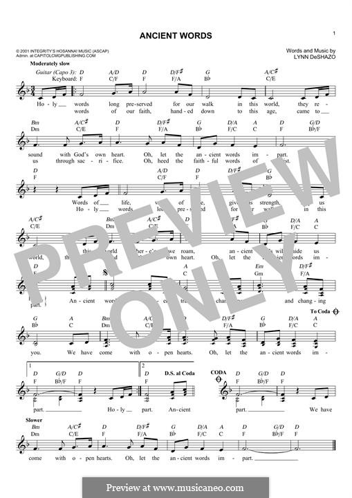 Ancient Words by L. DeShazo - sheet music on MusicaNeo