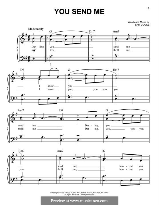 You Send Me by S. Cooke - sheet music on MusicaNeo