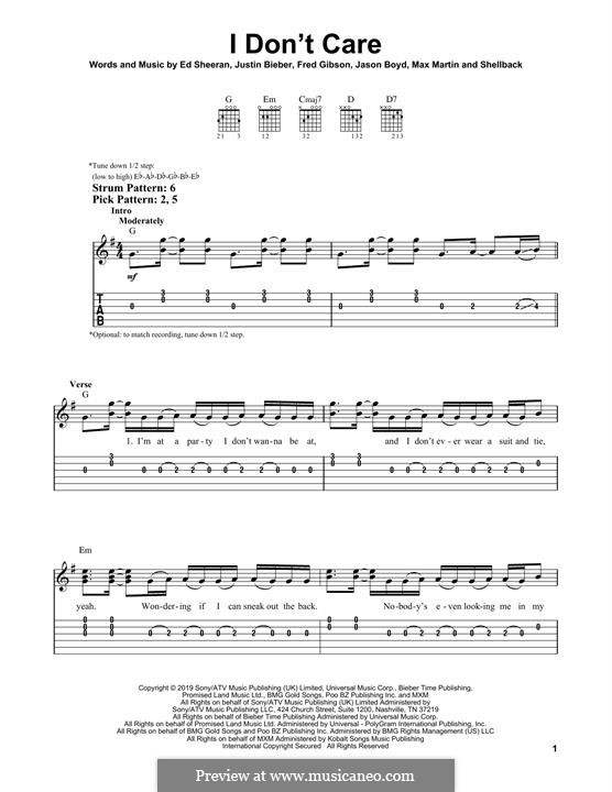 I Don't Care (Ed Sheeran & Justin Bieber) by E. Sheeran, J. Boyd, J ...