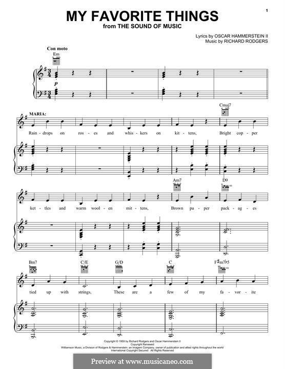Vocal version (My Favorite Things) by R. Rodgers - sheet music on MusicaNeo