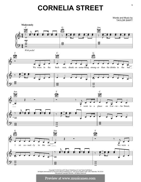 Cornelia Street by T. Swift - sheet music on MusicaNeo
