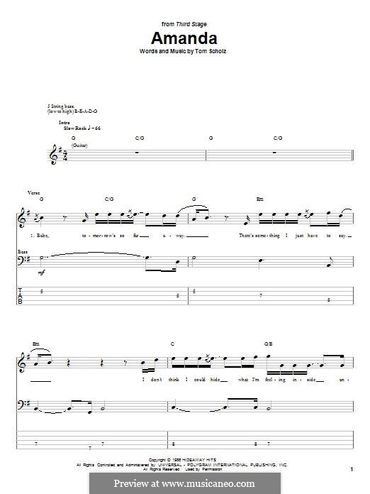 Amanda (Boston) by T. Scholz - sheet music on MusicaNeo