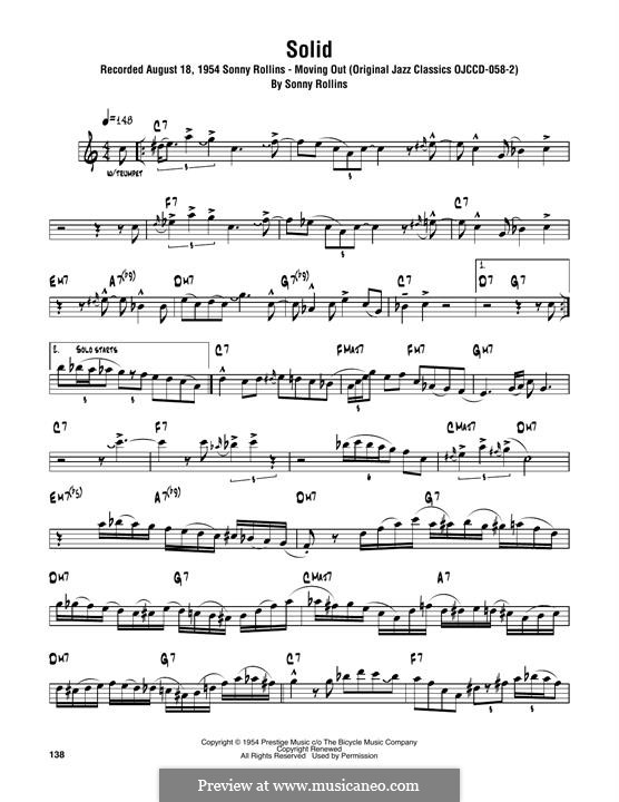 Solid by S. Rollins - sheet music on MusicaNeo