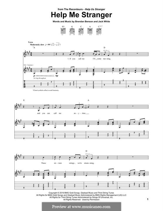 Help Me Stranger (The Raconteurs) by B. Benson, J. White on MusicaNeo