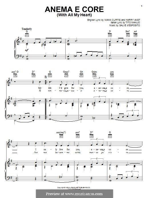 Anema E Core (With All My Heart) by S. d'Esposito on MusicaNeo