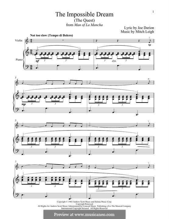The Impossible Dream (The Quest) by M. Leigh - sheet music on MusicaNeo