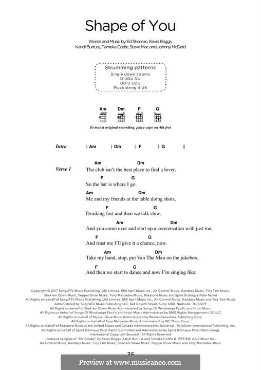 Shape Of You by E. Sheeran, Steve Mac, J. McDaid - sheet music on MusicaNeo