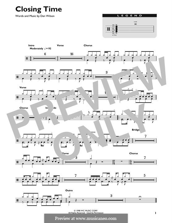 Closing Time (Semisonic) by D. Wilson - sheet music on MusicaNeo
