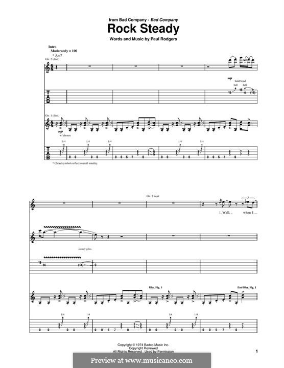 Rock Steady (Bad Company) by P. Rodgers - sheet music on MusicaNeo