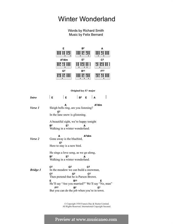 Vocal version (Winter Wonderland) by F. Bernard - sheet music on MusicaNeo