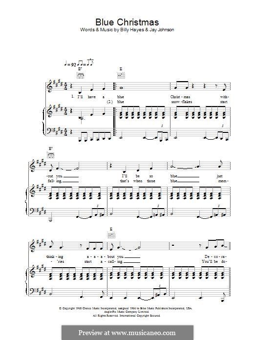 Vocal version (Blue Christmas) by B. Hayes, J. Johnson on MusicaNeo