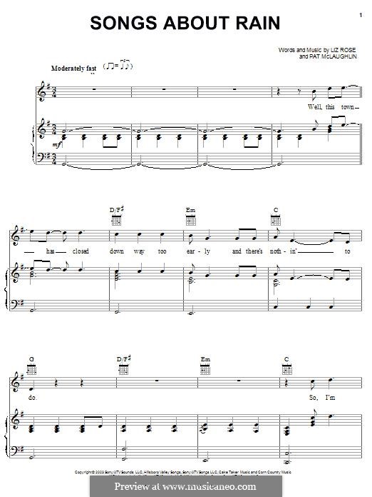 Songs About Rain by L. Rose, P. McLaughlin - sheet music on MusicaNeo