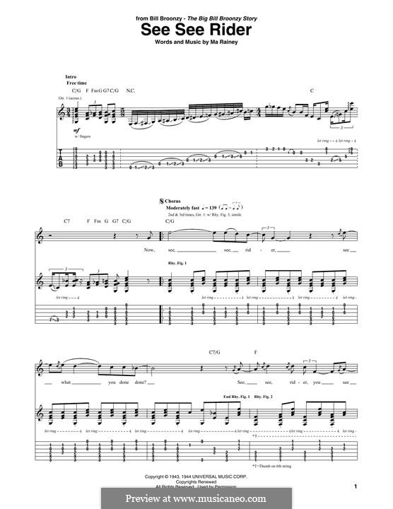 See See Rider (The Animals) by Ma Rainey - sheet music on MusicaNeo