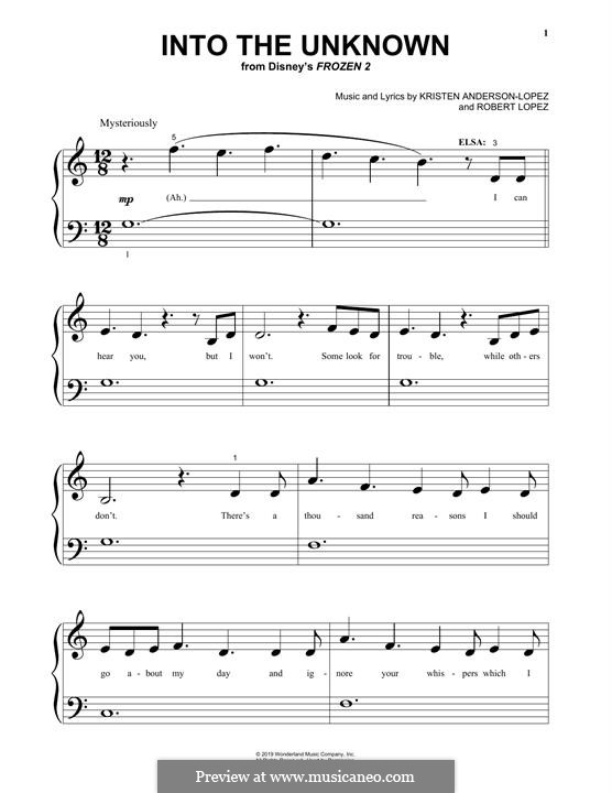 Into the Unknown (from Disney's Frozen 2) by R. Lopez, K. Anderson-Lopez on MusicaNeo