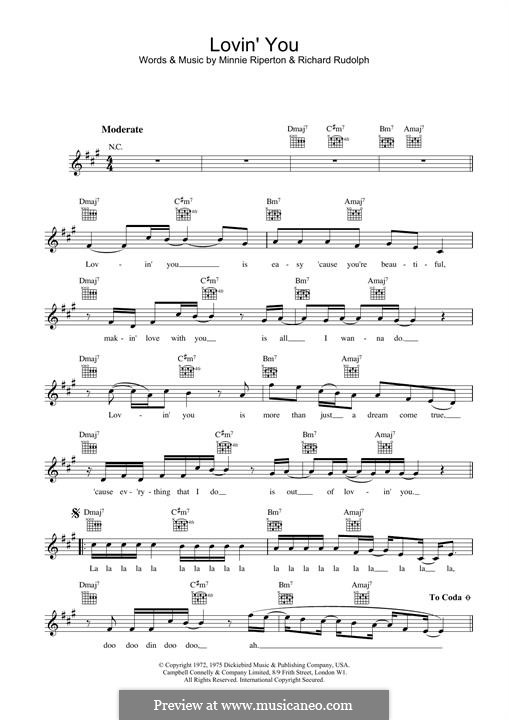 Lovin' You by M. Riperton, R. Rudolph - sheet music on MusicaNeo