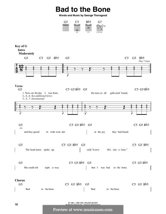 Bad to the Bone by G. Thorogood - sheet music on MusicaNeo Bad to the Bone by G. Thorogood - sheet music on MusicaNeo