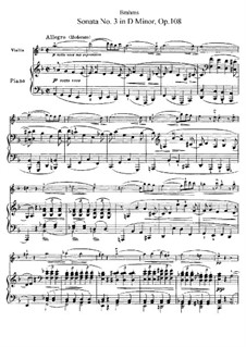 Sonata for Violin and Piano No.3 in D Minor, Op.108 by J. Brahms on MusicaNeo