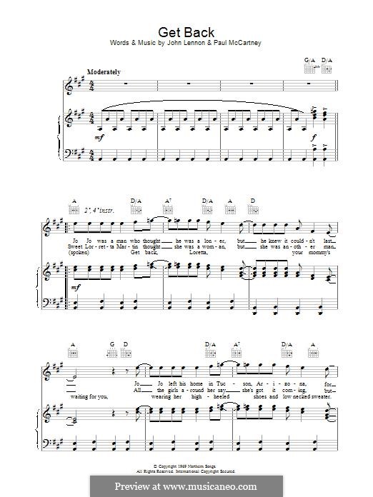 Vocal version (Get Back (The Beatles)) by J. Lennon, P. McCartney on ...